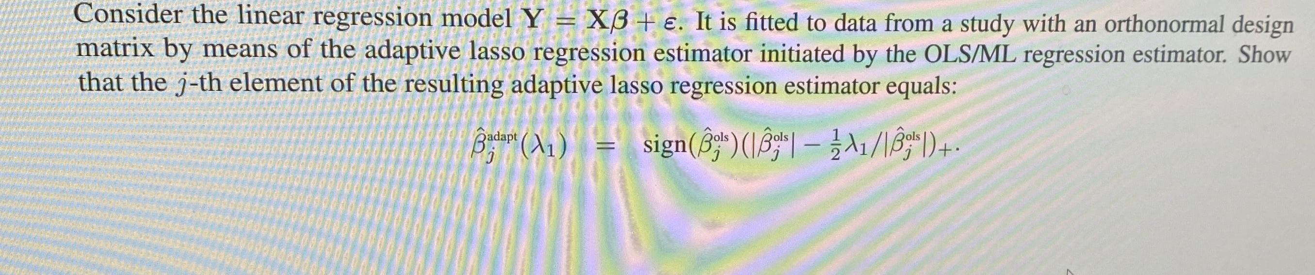 Solved Consider the linear regression model Y=xβ+ε. ﻿It is | Chegg.com