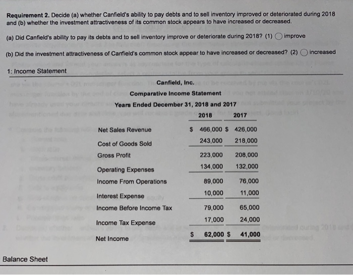 Solved Requirement 2. Decide (a) whether Canfield's ability | Chegg.com