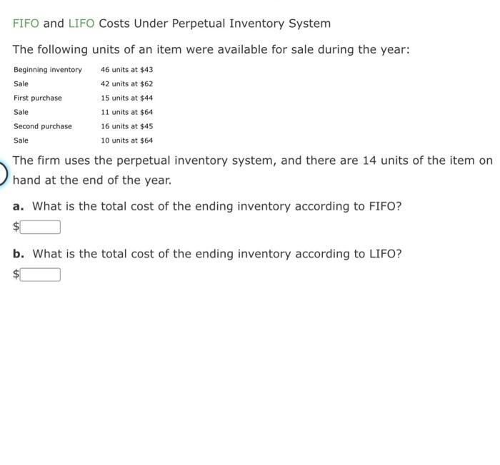 Solved Perpetual Inventory Using FIFO Beginning inventory, | Chegg.com