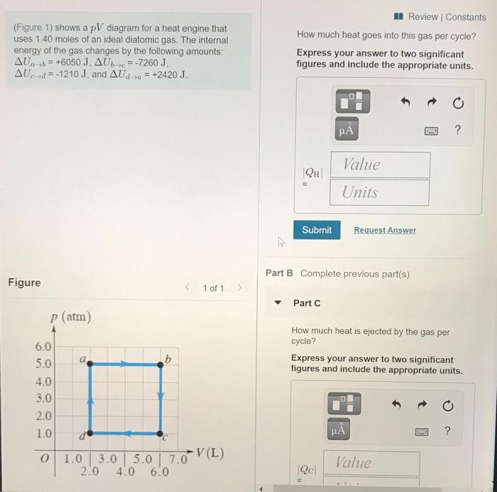 Solved (Figure 1) shows a pV diagram for a heat engine that | Chegg.com