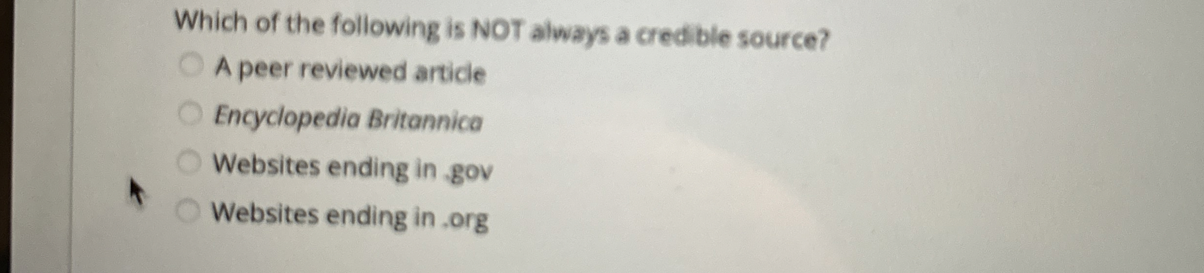 Solved Which of the following is NOT always a credible | Chegg.com