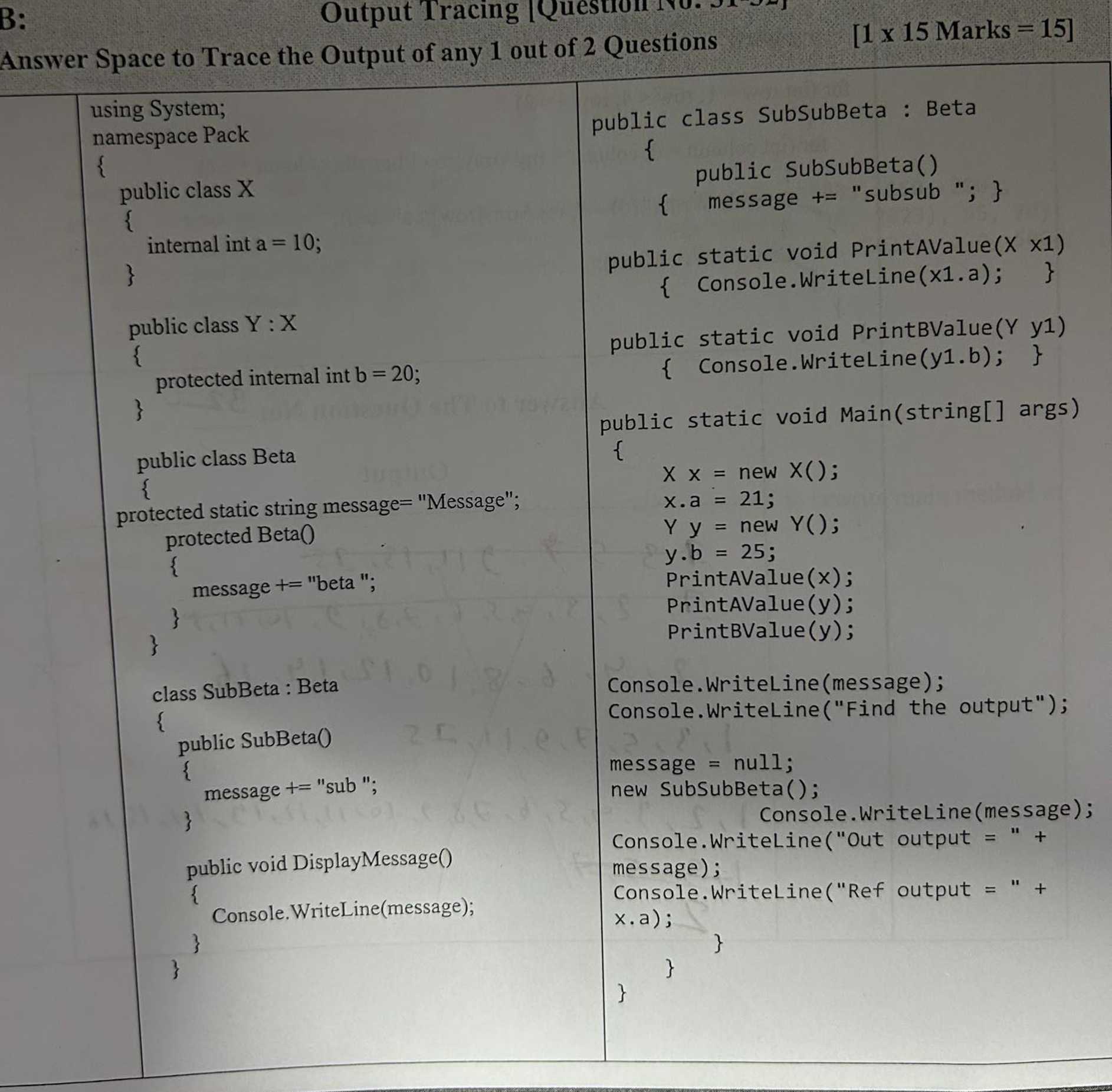 Solved B:Output TracingAnswer Space to Trace the Output of | Chegg.com