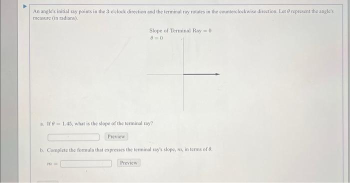 Solved in angle's initial ray points in the 3−o′ 'elock | Chegg.com