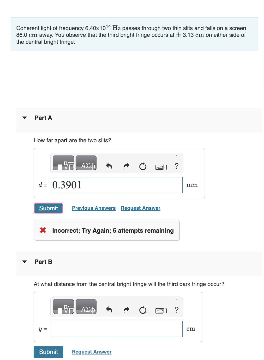 Solved Coherent light of ﻿frequency 6.40×1014Hz ﻿passes | Chegg.com