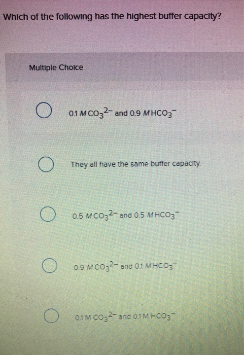 Solved Which of the following has the highest buffer | Chegg.com