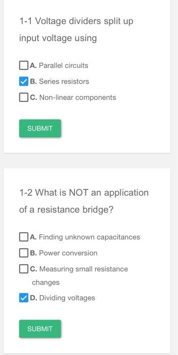 Solved 1-1 Voltage dividers split up input voltage using ] | Chegg.com
