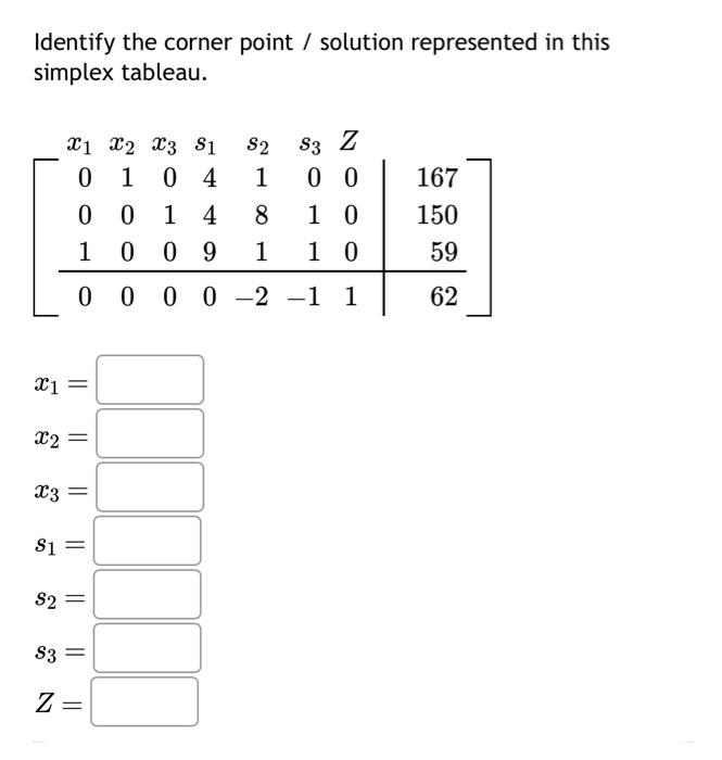 Solved Identify the corner point / solution represented in | Chegg.com