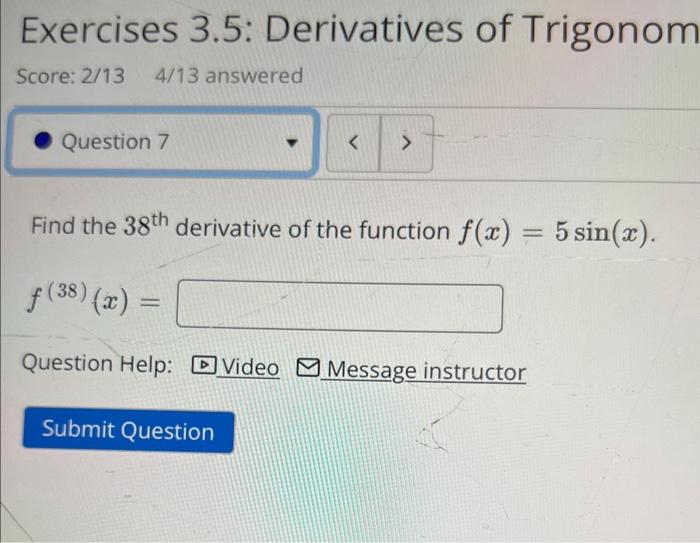 Solved Exercises 3.5: Derivatives of Trigonometric fun | Chegg.com