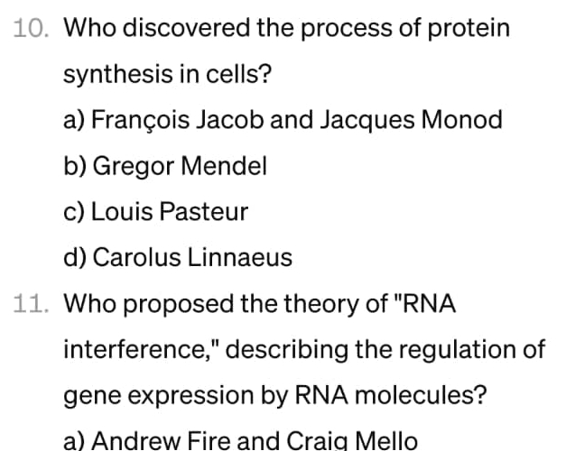 Solved biology: Who discovered the process of protein | Chegg.com