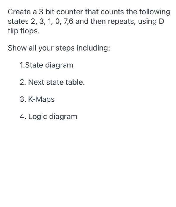 Solved Create a 3 bit counter that counts the following | Chegg.com