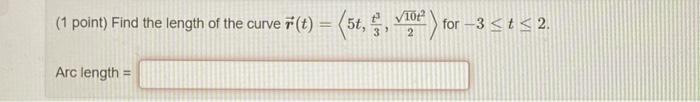 Solved (1 point) Find the length of the curve | Chegg.com