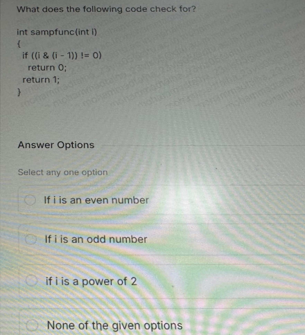 Solved What does the following code check for?int | Chegg.com