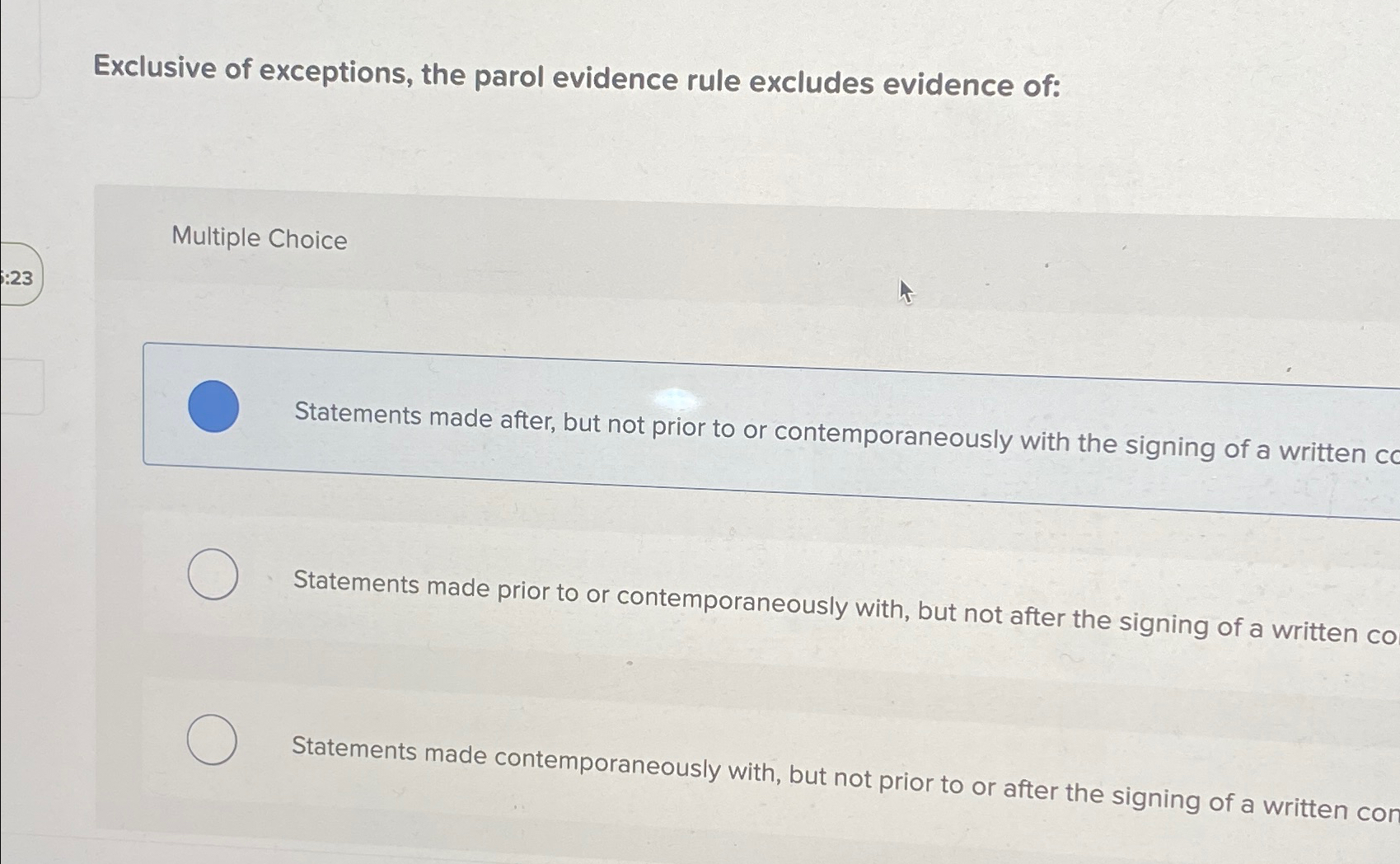 Solved Exclusive of exceptions, the parol evidence rule | Chegg.com
