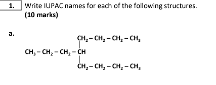 Solved Write IUPAC names for each of the following | Chegg.com