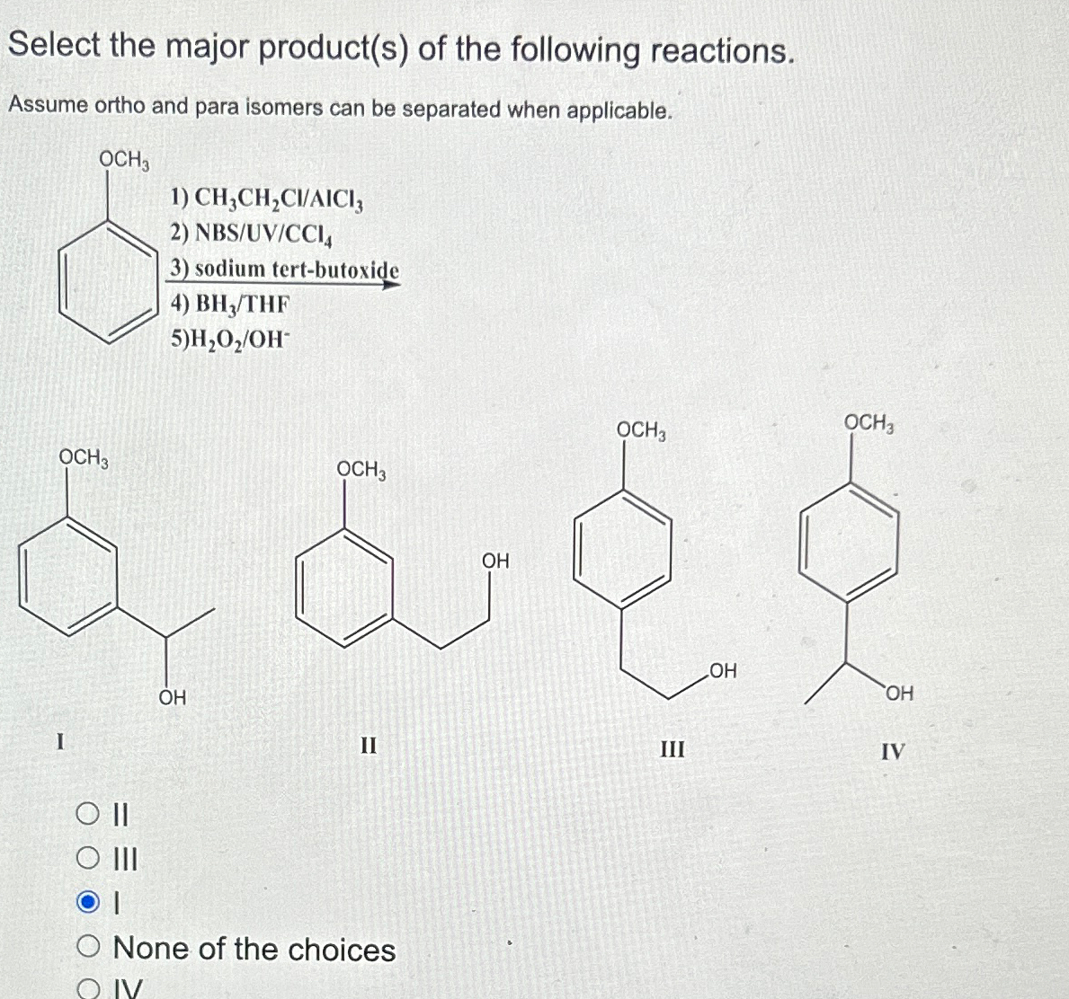 Solved Select the major product(s) ﻿of the following | Chegg.com