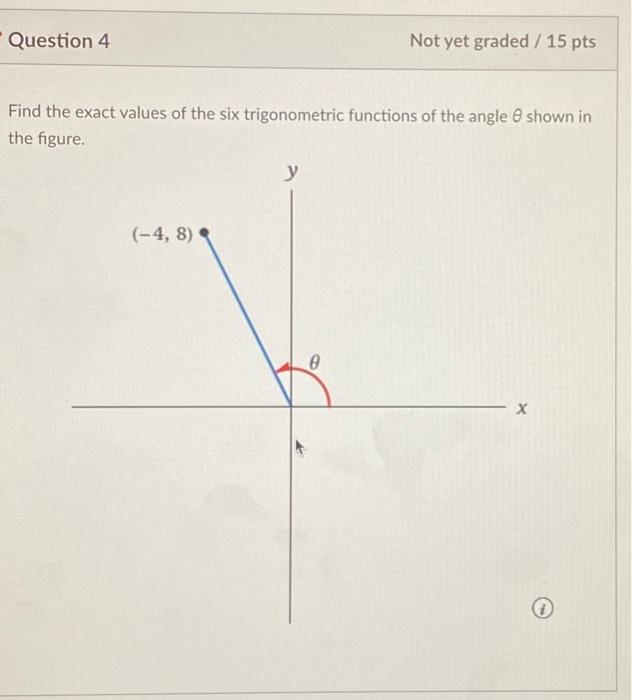 Solved Find the exact values of the six trigonometric | Chegg.com
