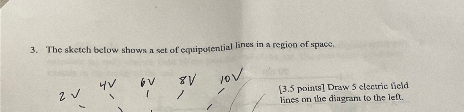 Solved The sketch below shows a set of equipotential lines | Chegg.com