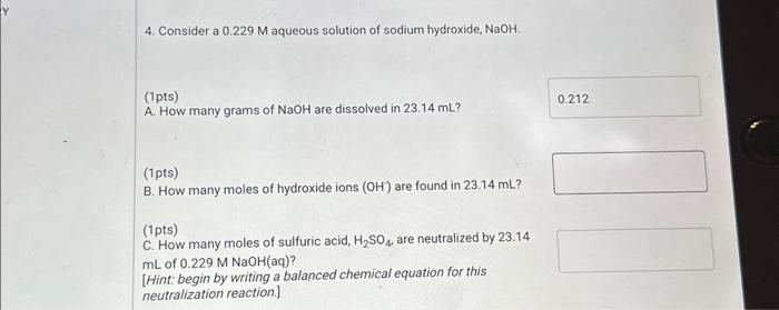 Solved 4. Consider a 0.229M aqueous solution of sodium | Chegg.com