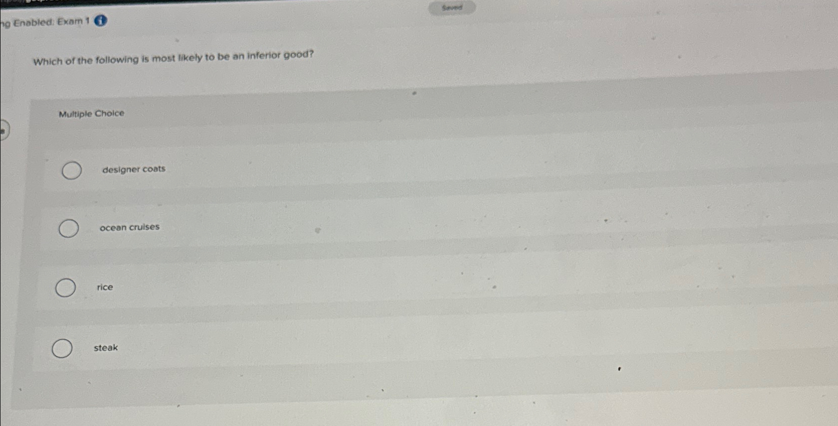 Solved ho Enabled: Exam 1 (1)Which of the following is most | Chegg.com