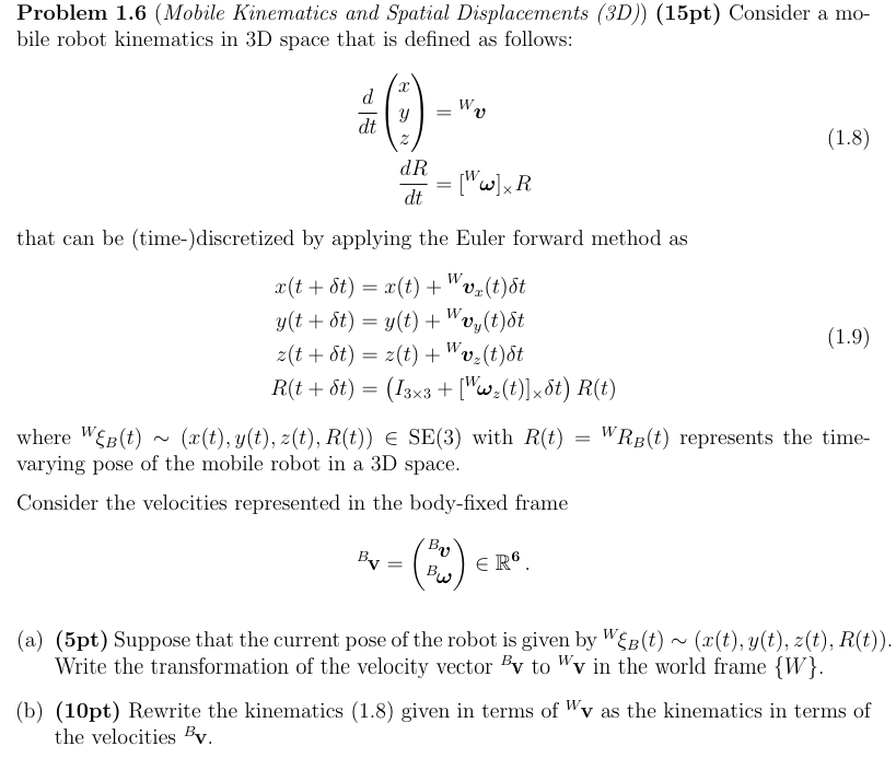 Solved Problem 1.6 (Mobile Kinematics and Spatial | Chegg.com