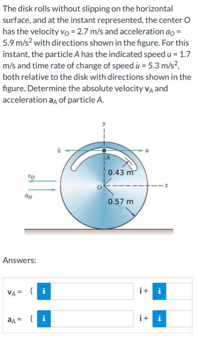 Solved The disk rolls without slipping on the horizontal | Chegg.com