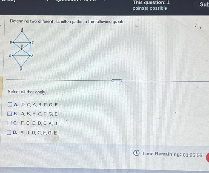 Solved Determine Two Different Hamilton Paths In The 7498