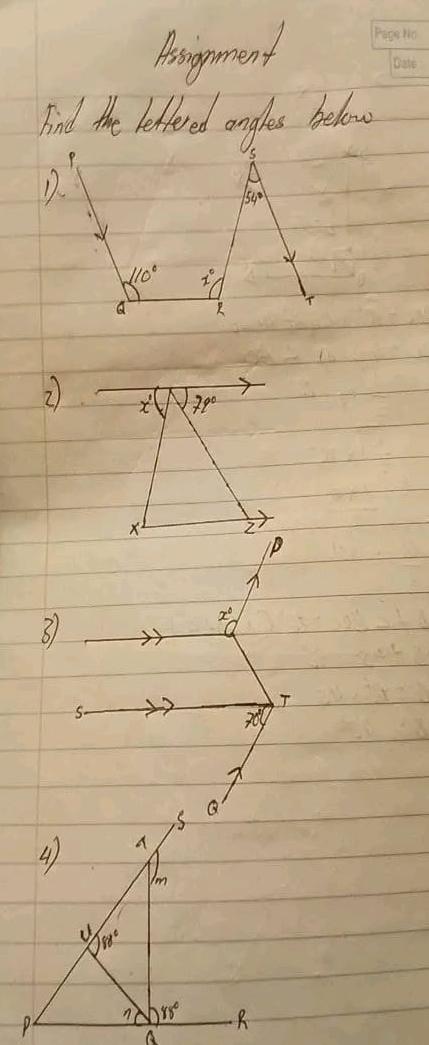 Solved AssignmentFind the Lettered angles below3) | Chegg.com