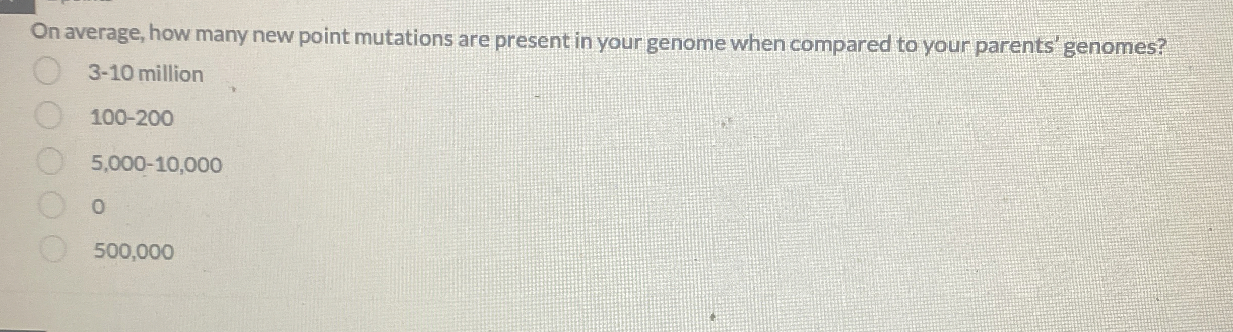 Solved On average, how many new point mutations are present | Chegg.com
