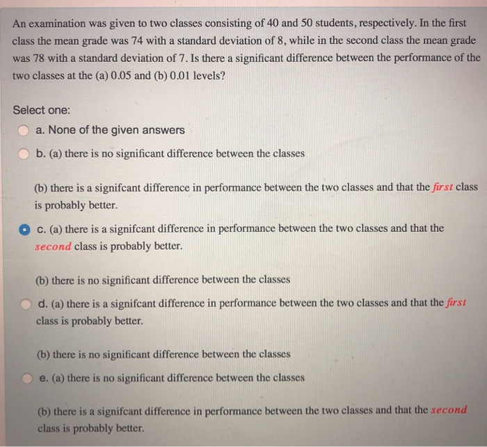 Solved An examination was given to two classes consisting of | Chegg.com