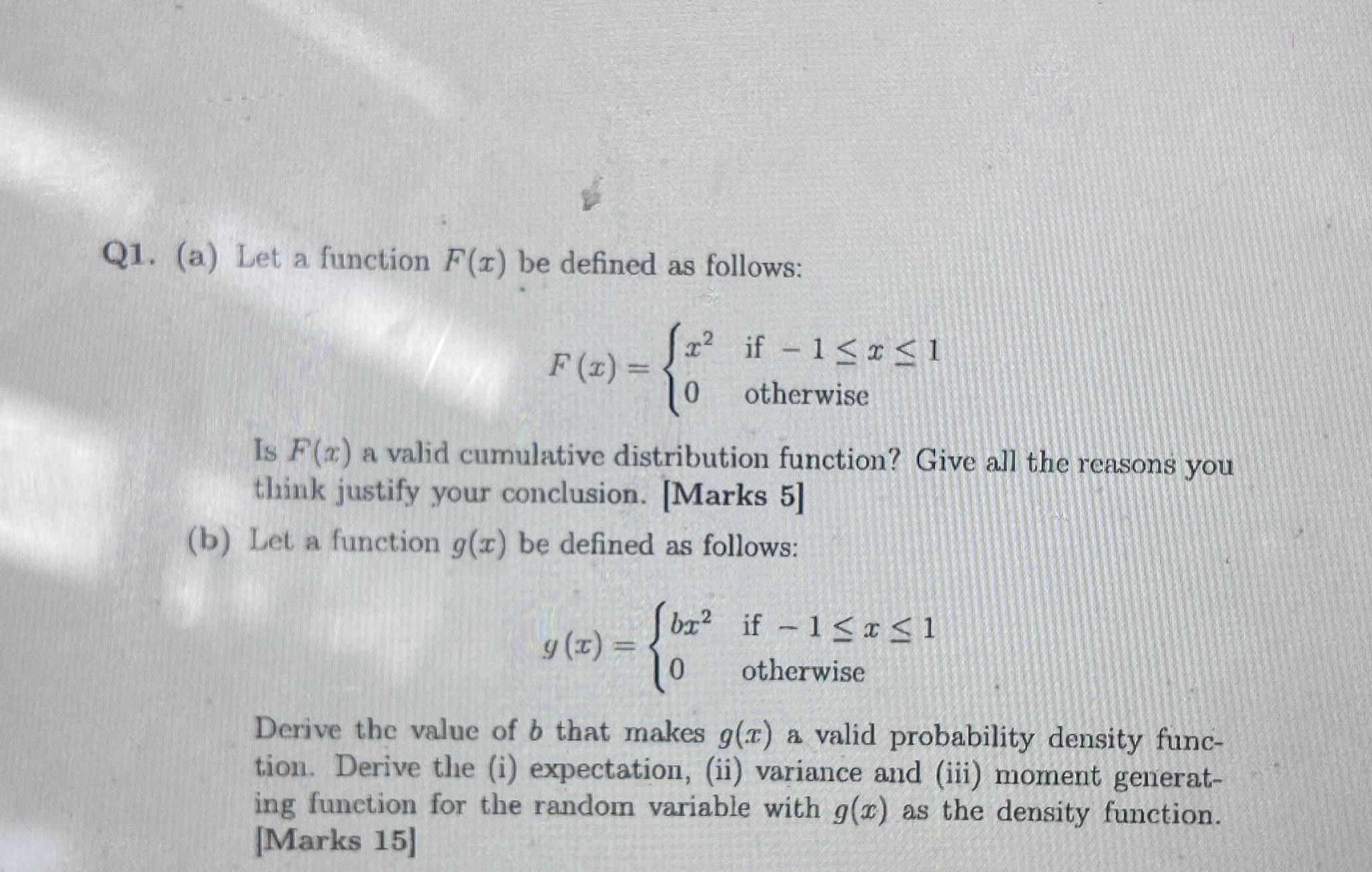 Solved Q1. (a) ﻿Let a function F(x) ﻿be defined as | Chegg.com