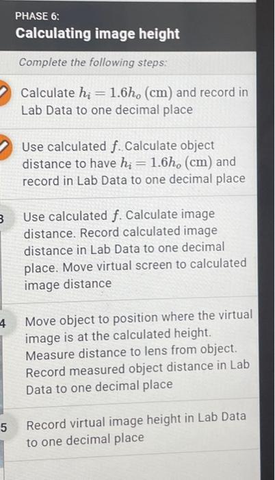 Solved please help me calculate Object distance and Image | Chegg.com