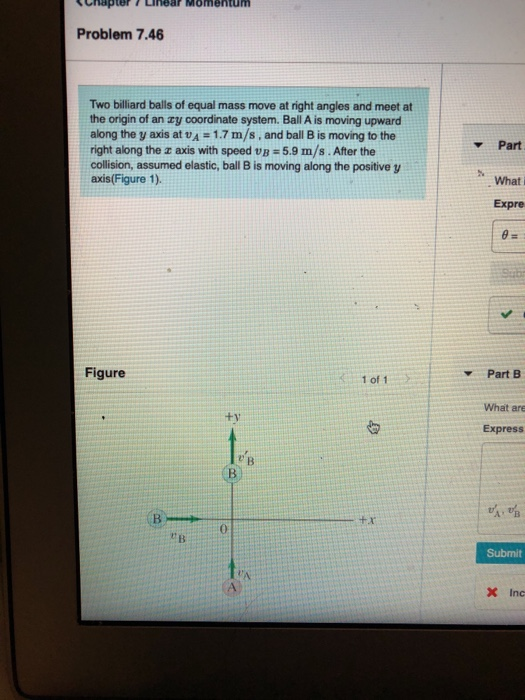 Solved Chapter 7 Linear Momentum Problem 7.46 Two billiard | Chegg.com