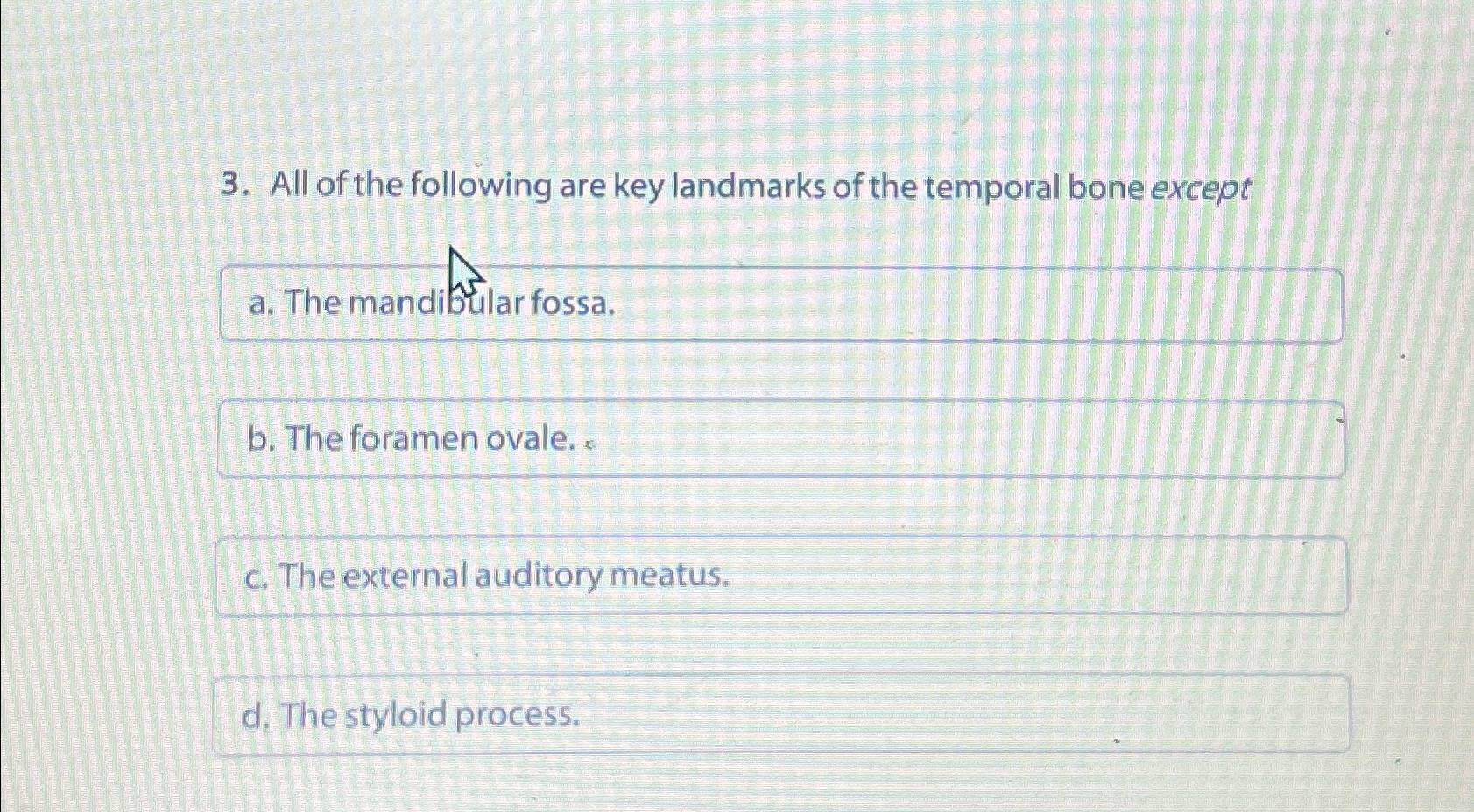 Solved All of the following are key landmarks of the | Chegg.com