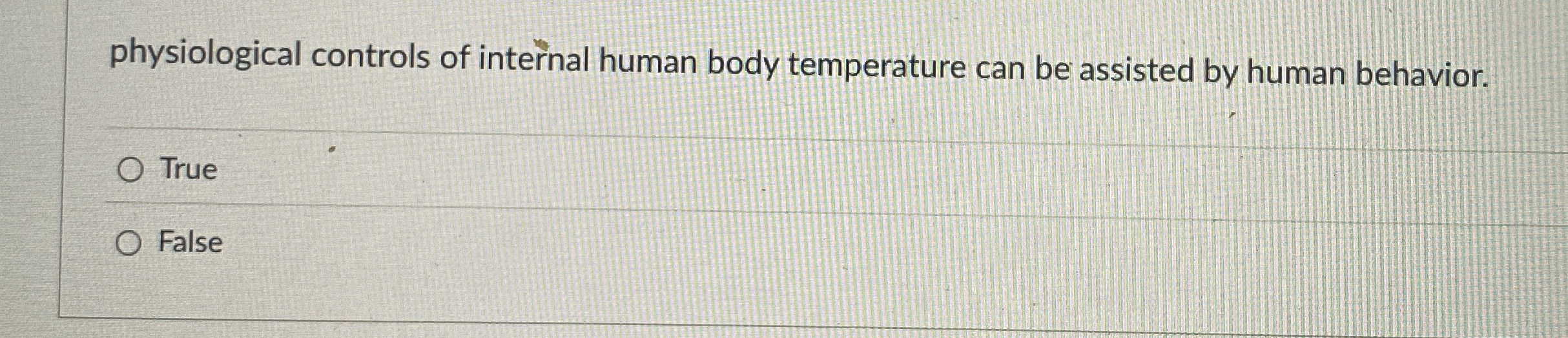 Solved physiological controls of internal human body | Chegg.com