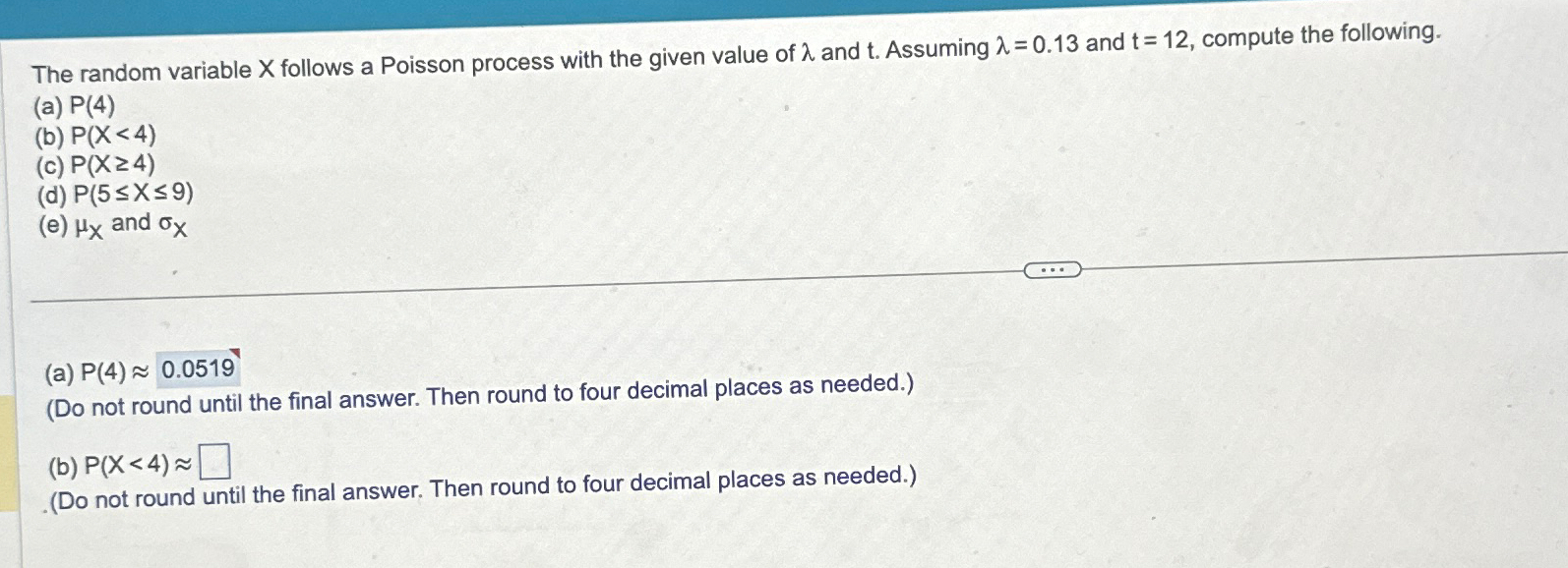 Solved The random variable x ﻿follows a Poisson process with | Chegg.com