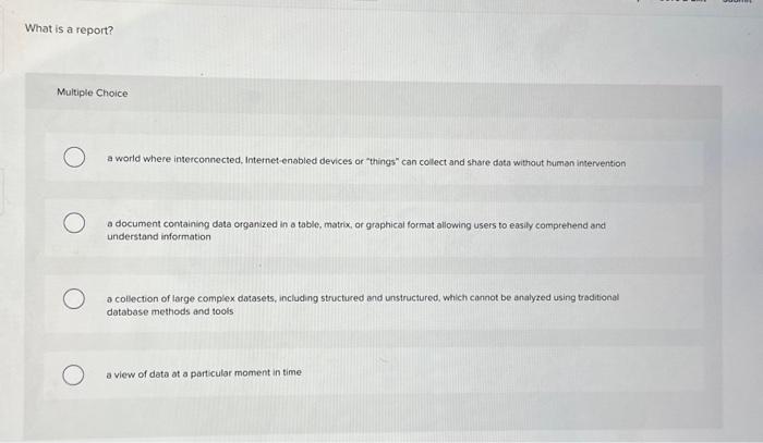 Solved 2 points Skipped eBook What is a report? Multiple | Chegg.com