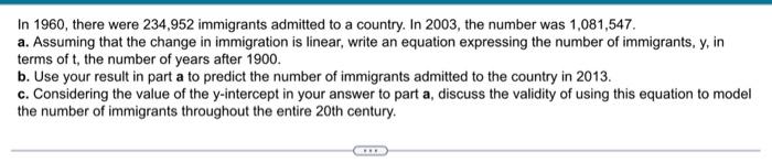 Solved In 1960 , there were 234,952 immigrants admitted to a | Chegg.com