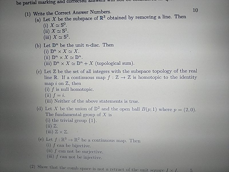 Solved be partial marking and (1) Write the Correct Answer | Chegg.com