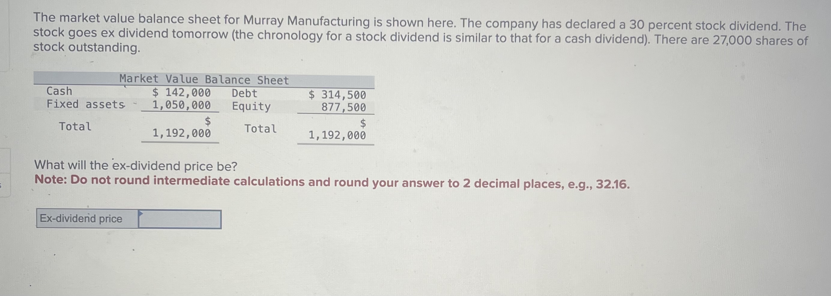 Solved The market value balance sheet for Murray | Chegg.com