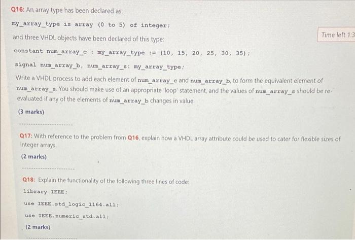 Solved Q16: An array type has been declared as my_array_type | Chegg.com