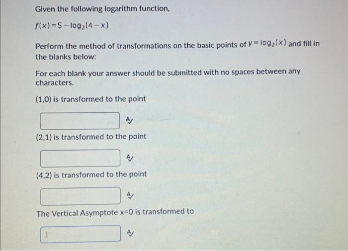 Solved Given the following logarithm function, | Chegg.com