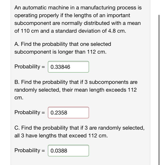 Solved An automatic machine in a manufacturing process is | Chegg.com