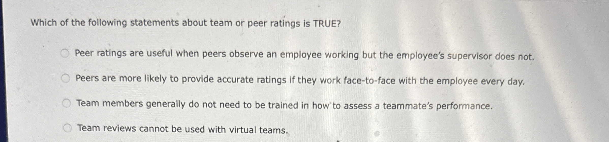 Solved Which of the following statements about team or peer | Chegg.com