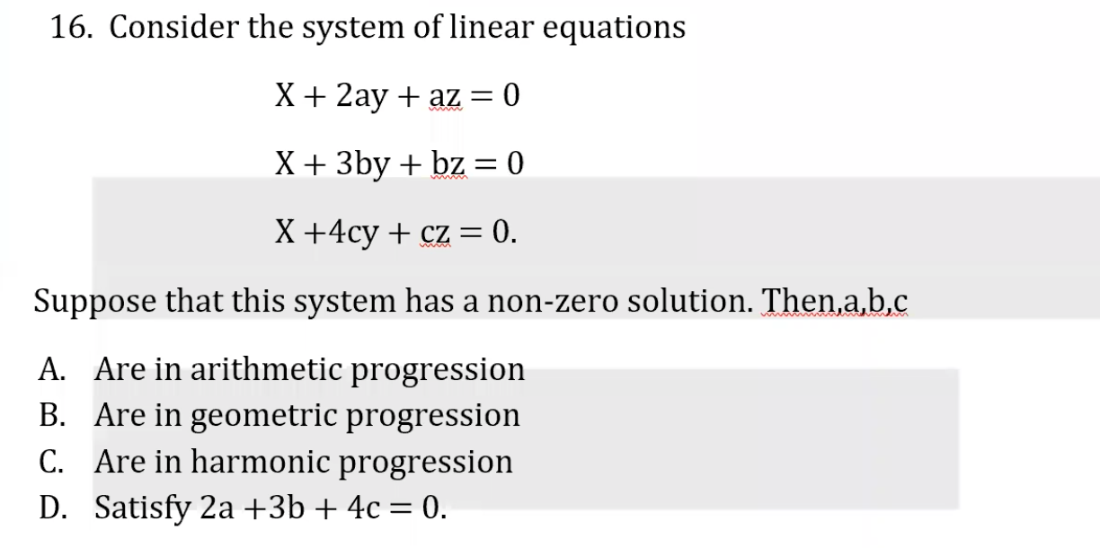 Consider the system of linear | Chegg.com
