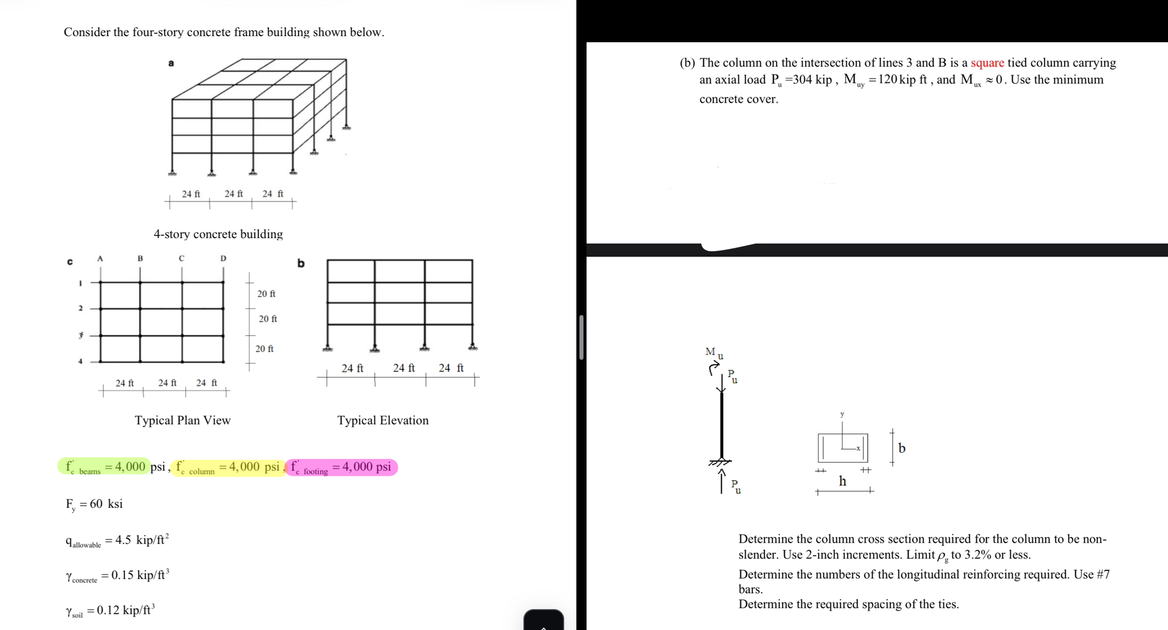 Solved Consider the four-story concrete frame building shown | Chegg.com