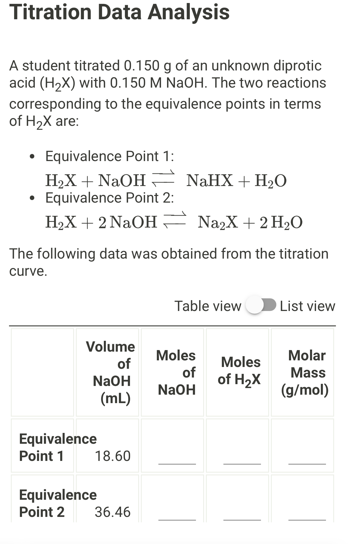 Solved by an EXPERT Steps for Titration Data AnalysisA student titrated | Chegg.com