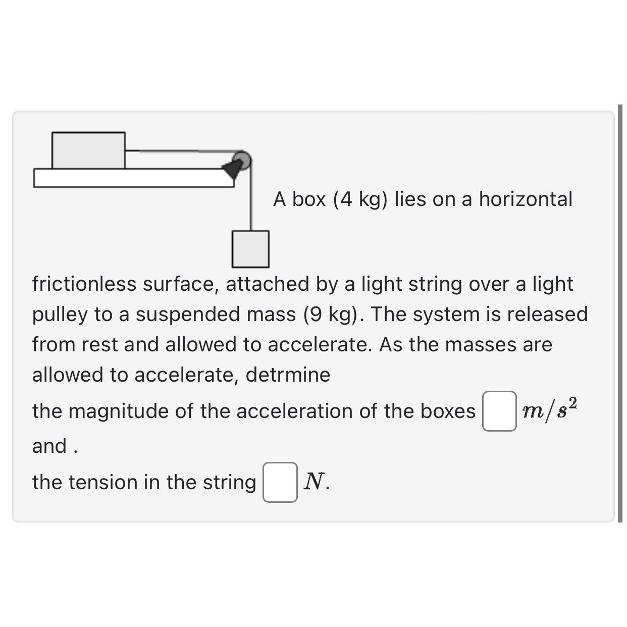 Solved frictionless surface, attached by a light string over | Chegg.com