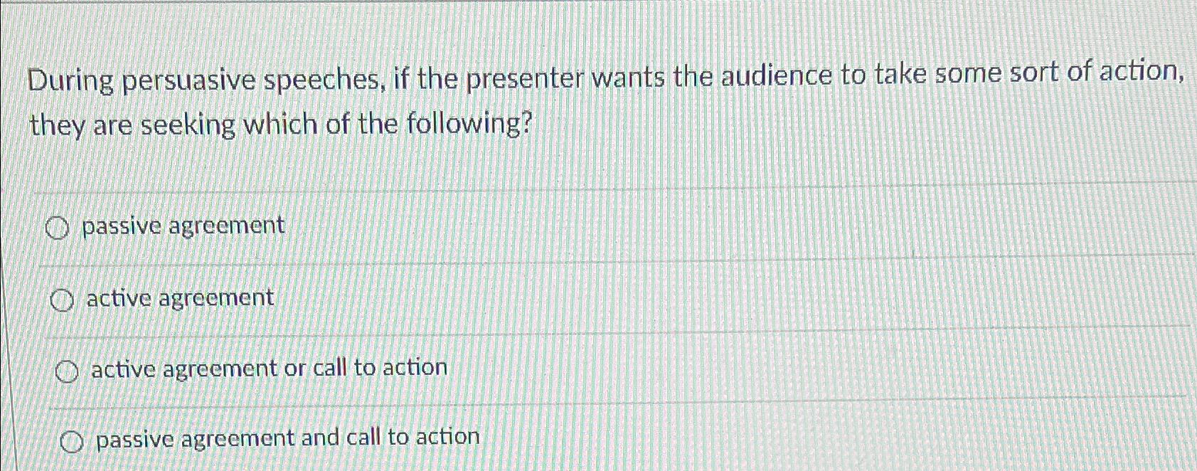 Solved During persuasive speeches, if the presenter wants | Chegg.com