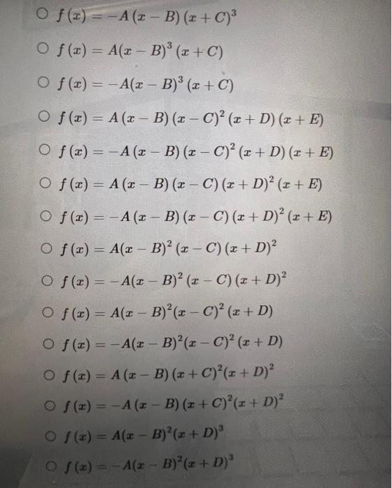 Solved Only one of the functions shown below can possibly | Chegg.com