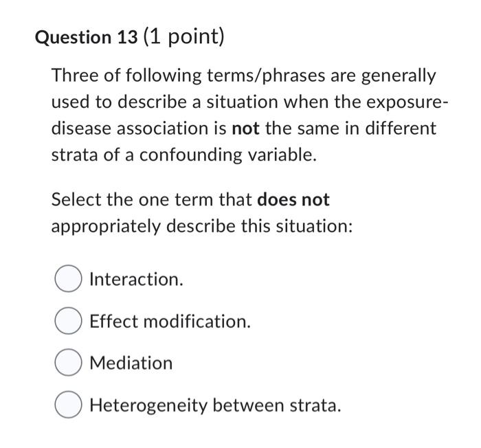 Solved Question 13 (1 point) Three of following | Chegg.com